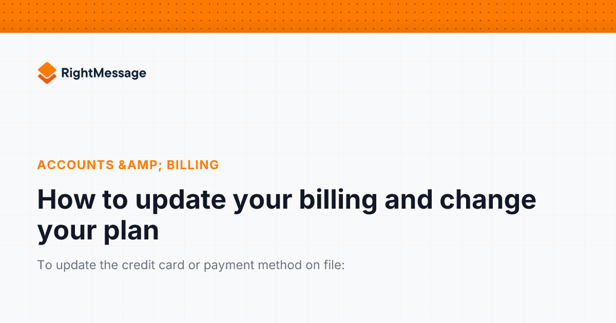 How to update your billing and change your plan | RightMessage Learning ...