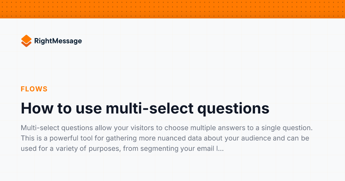 How to use multi-select questions | RightMessage Learning Center